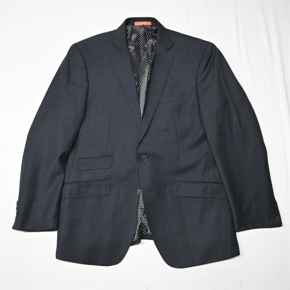 New Tallia 44r Blue Check 100% Wool Mens Blazer Sport… - Gem